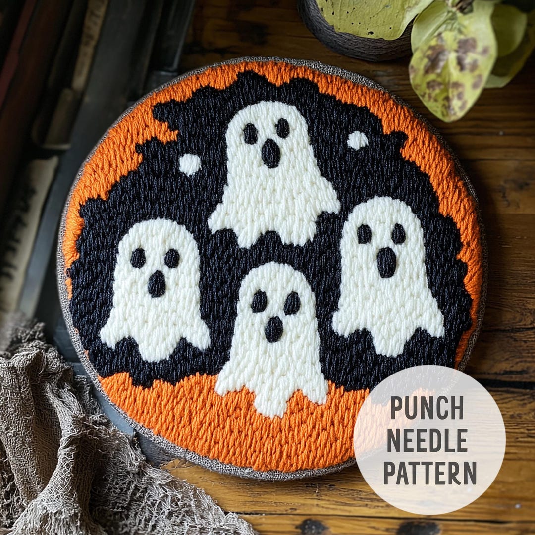 Halloween Ghosts Punch Needle Coaster Pattern: Spooky Fall Decor (PDF ...