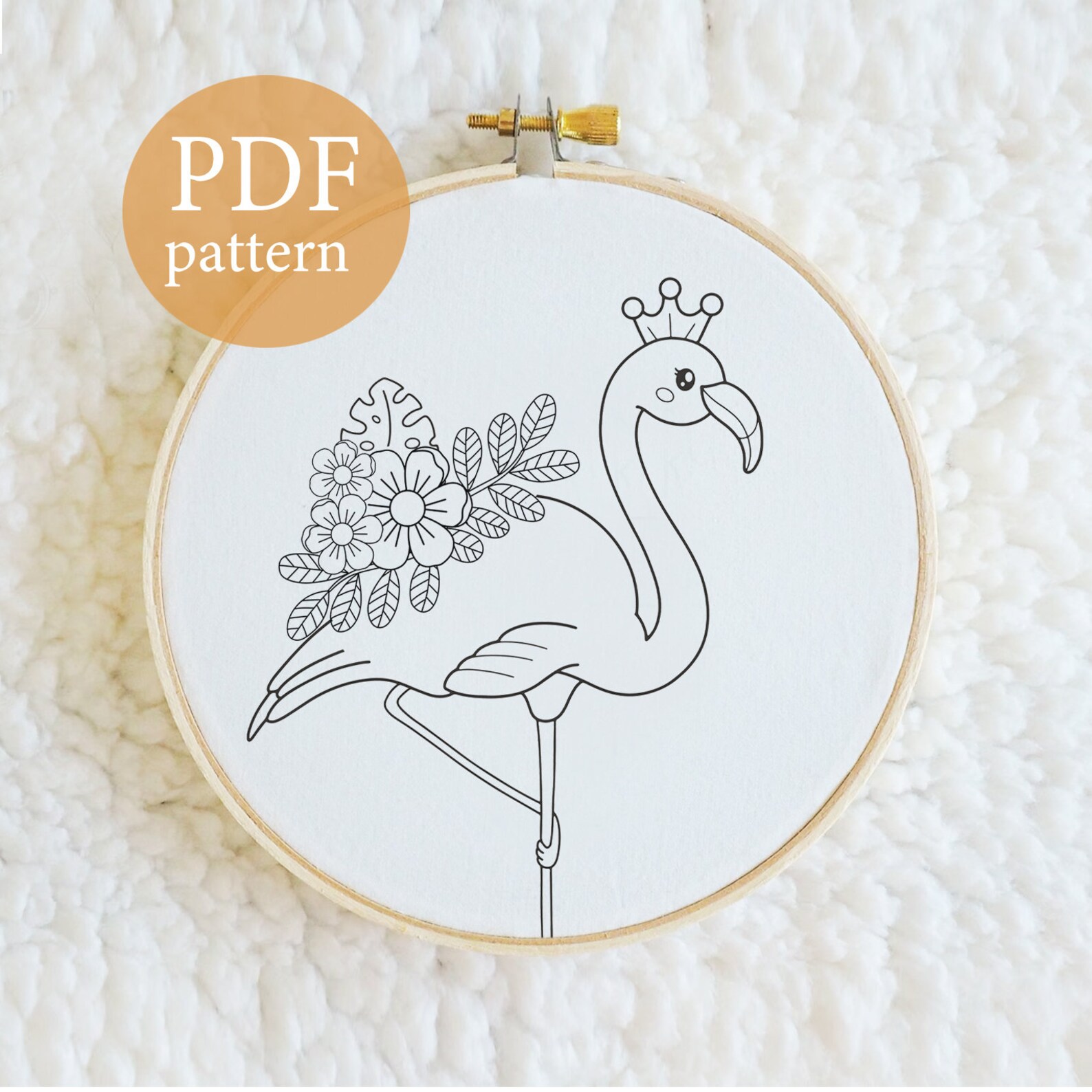 Floral Flamingo Hand Embroidery Pattern: Beginner Friendly (PDF Pattern ...
