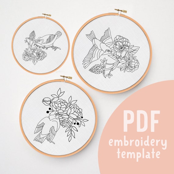 Set of 3 Bird Embroidery Pattern PDF Pattern Digital - Etsy