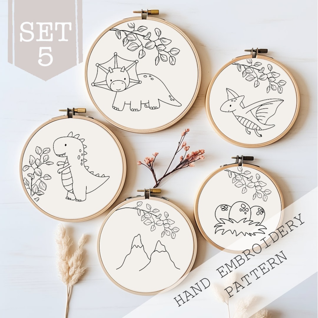 Featuring Multiple Dinosaur Designs, Beginner Friendly, Hand Embroidery ...