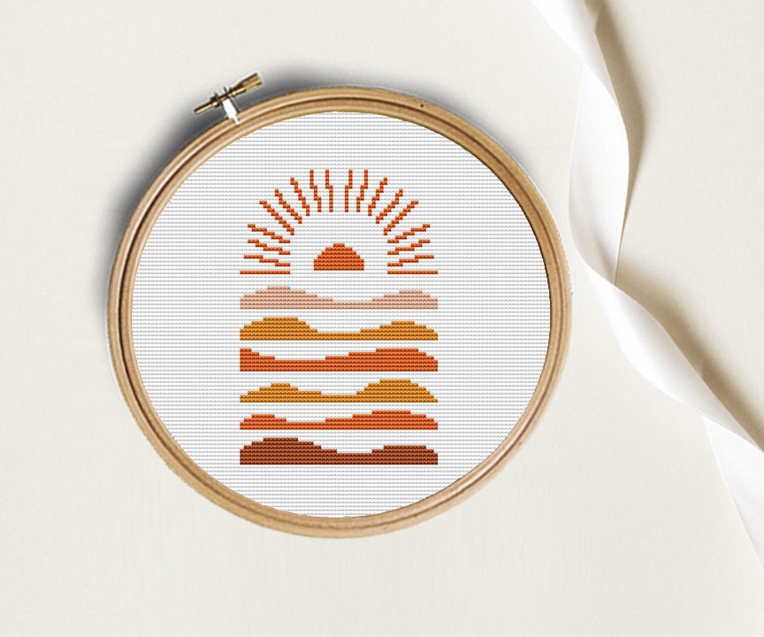Sunset Cross Stitch Pattern Sun and Sea Cross Stitch Sunset - Etsy