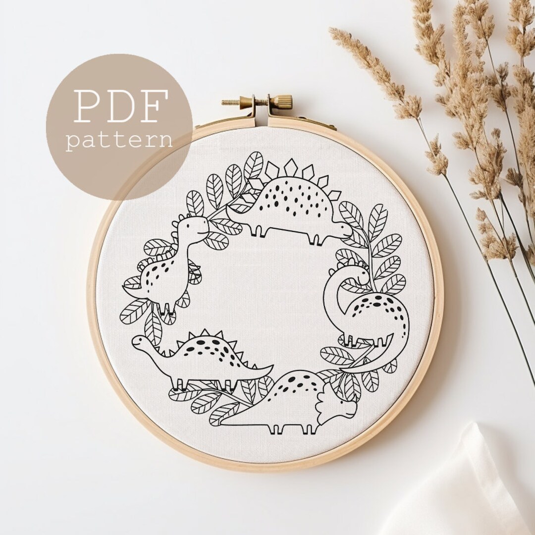 Dinosaurs Embroidery Patterns, Dino Pattern, Hand Embroidery, Printable ...