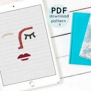 Face Cross Stitch Pattern,modern Cross Stitch Pattern,woman Counted ...
