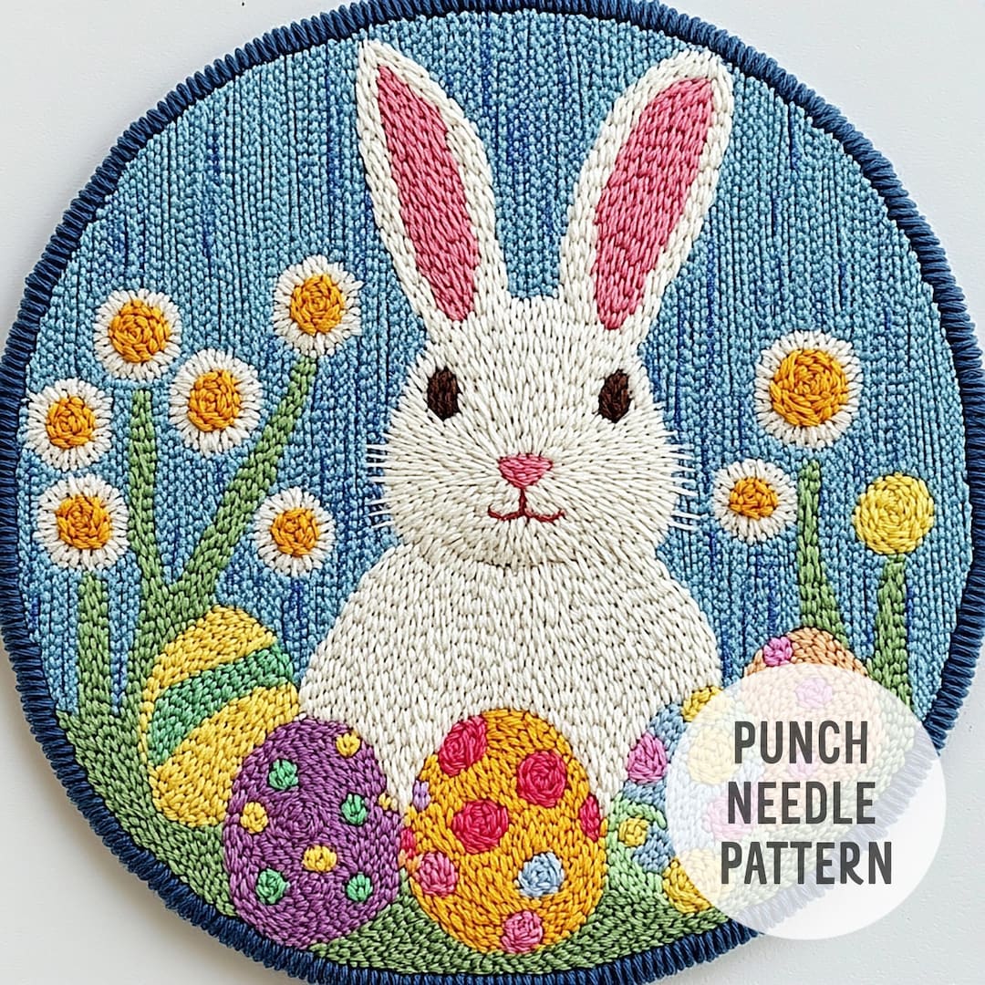 Easter Bunny Coaster, Punch Needle Pattern, Punch Needle, Easter ...