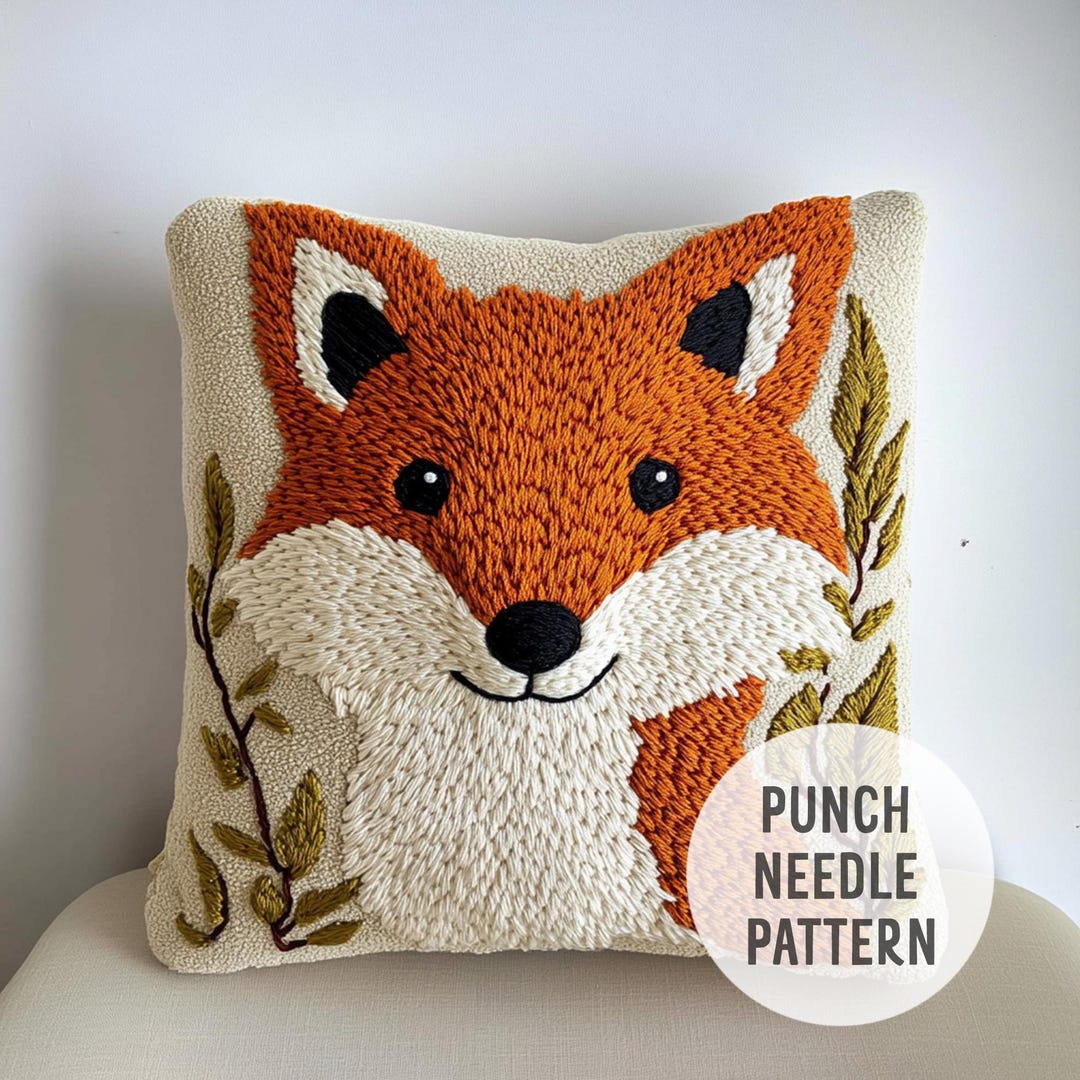 Fox Pillow Punch Needle Pattern: DIY Home Decor (digital Pattern) - Etsy