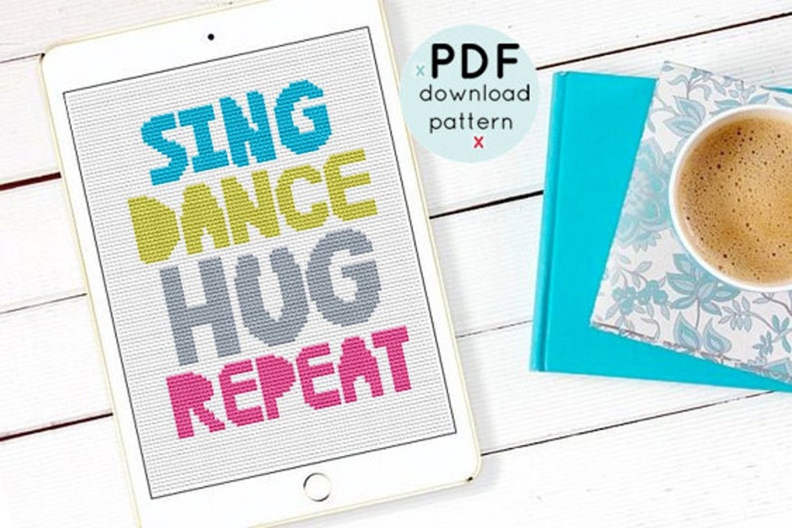 Sing Dance Cross Stitch Pattern PDF Kids Cross Stitch Kids - Etsy