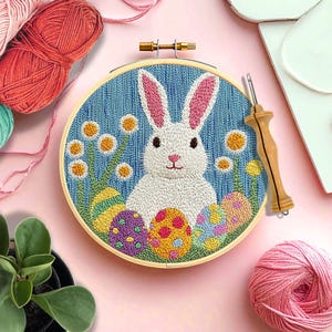 Easter Bunny Coaster, Punch Needle Pattern, Punch Needle, Easter ...