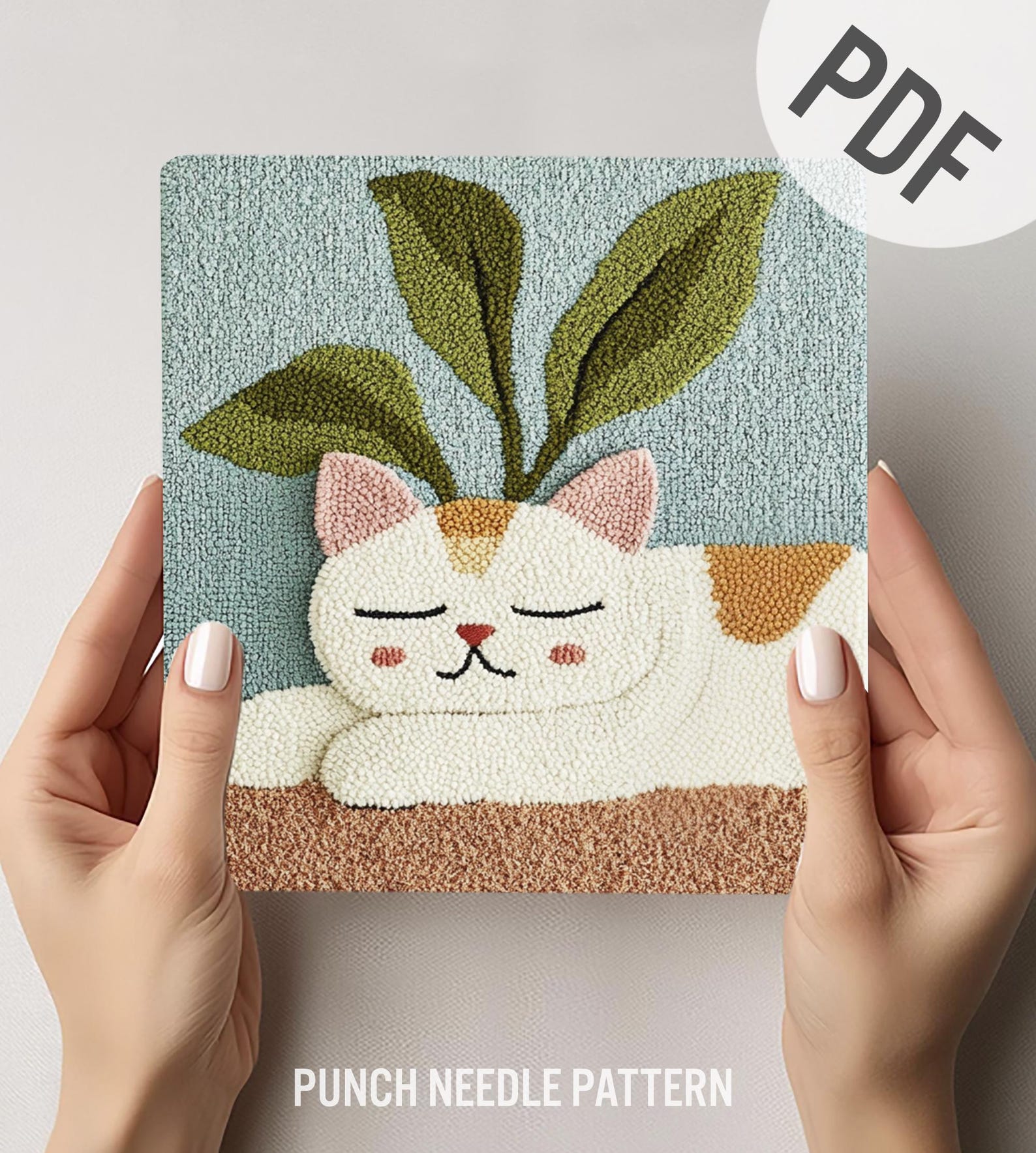 Sleeping Cat Punch Needle Pattern: Modern DIY Home Decor (PDF Pattern ...
