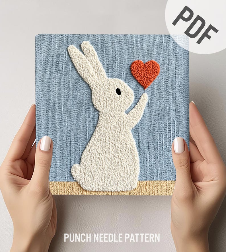 Baby Bunny Punch Needle Pattern: Modern Animal Art (PDF Pattern) - Etsy