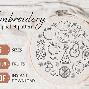 Chopped Fruit Embroidery Pattern: Modern Botanical Design, Gift for ...