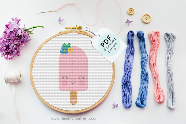 Popsicle Cross Stitch Pattern Girls Cross Stitch Gif for New - Etsy