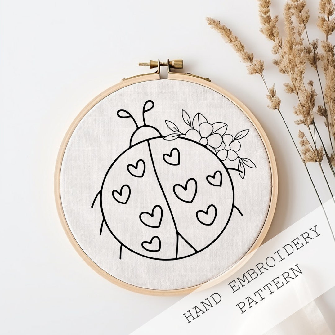 Ladybug Embroidery Pattern, Heart Motifs, Love Creative Crafting ...
