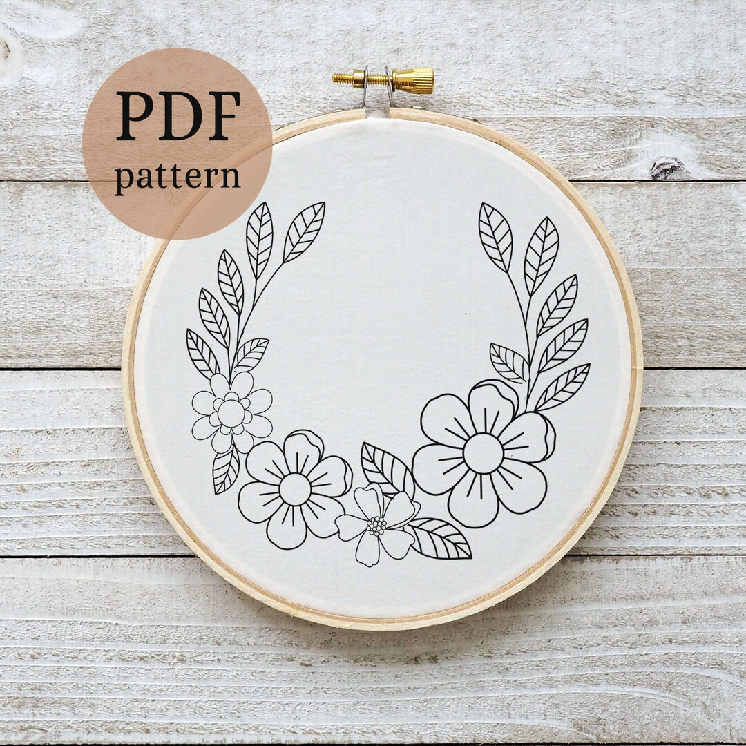 Floral Wreath Embroidery Pattern Flower Pattern Frame - Etsy