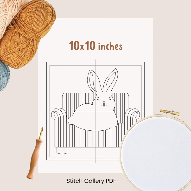 Rabbit Punch Needle Pattern: DIY Home Decor, Craft Therapy (PDF Pattern ...