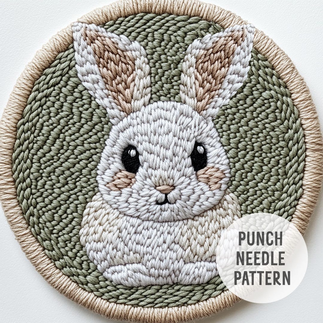 Cute Bunny Mug Rug, Punch Needle Coaster, Tufted Coaster, Desk ...