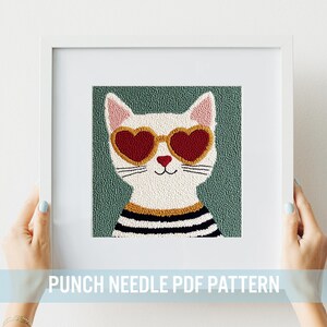 Cat Punch Needle Pattern: DIY Home Decor, Modern Wall Art (PDF Pattern ...