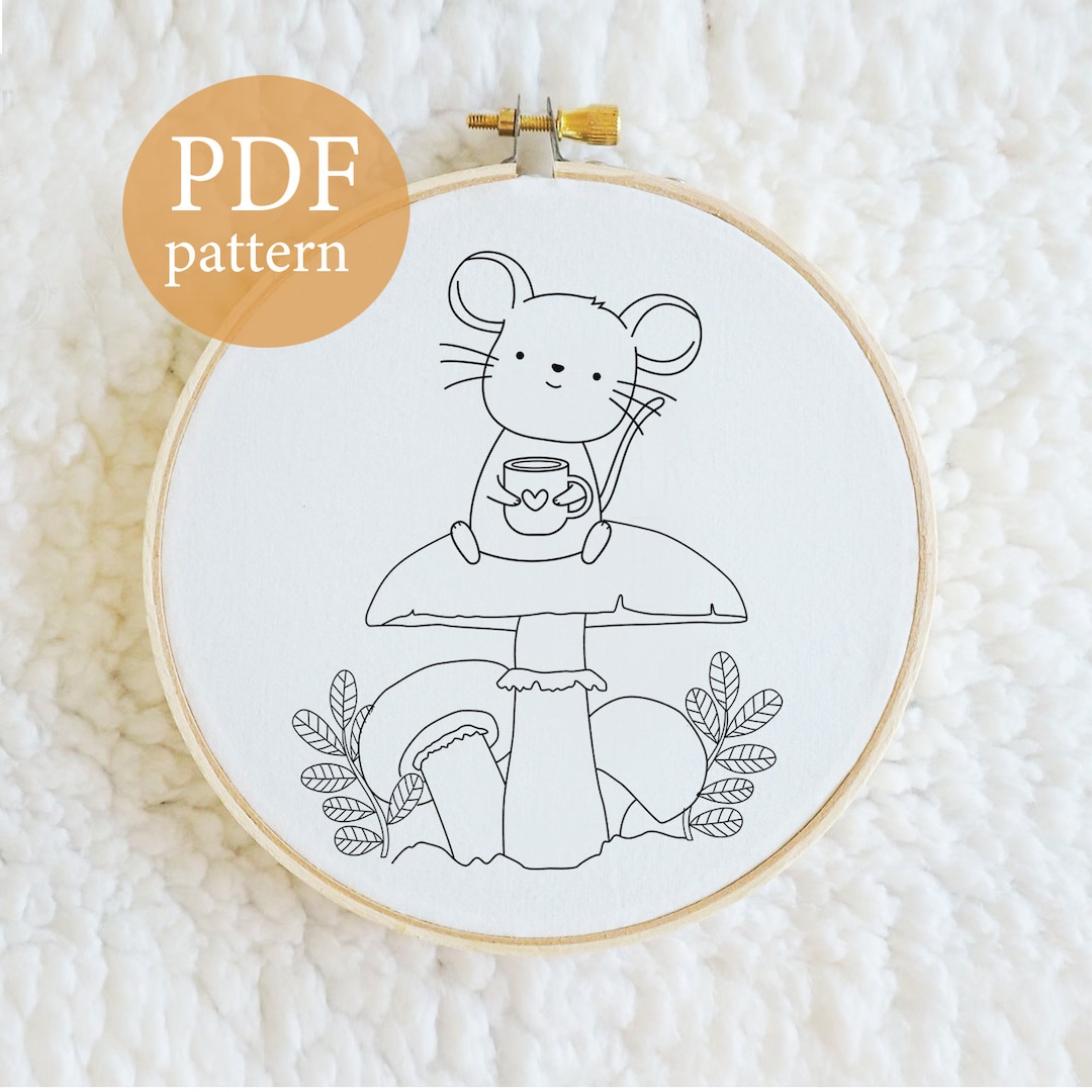 Hand Embroidery Pattern Mushroom Simple Embroidery PDF - Etsy