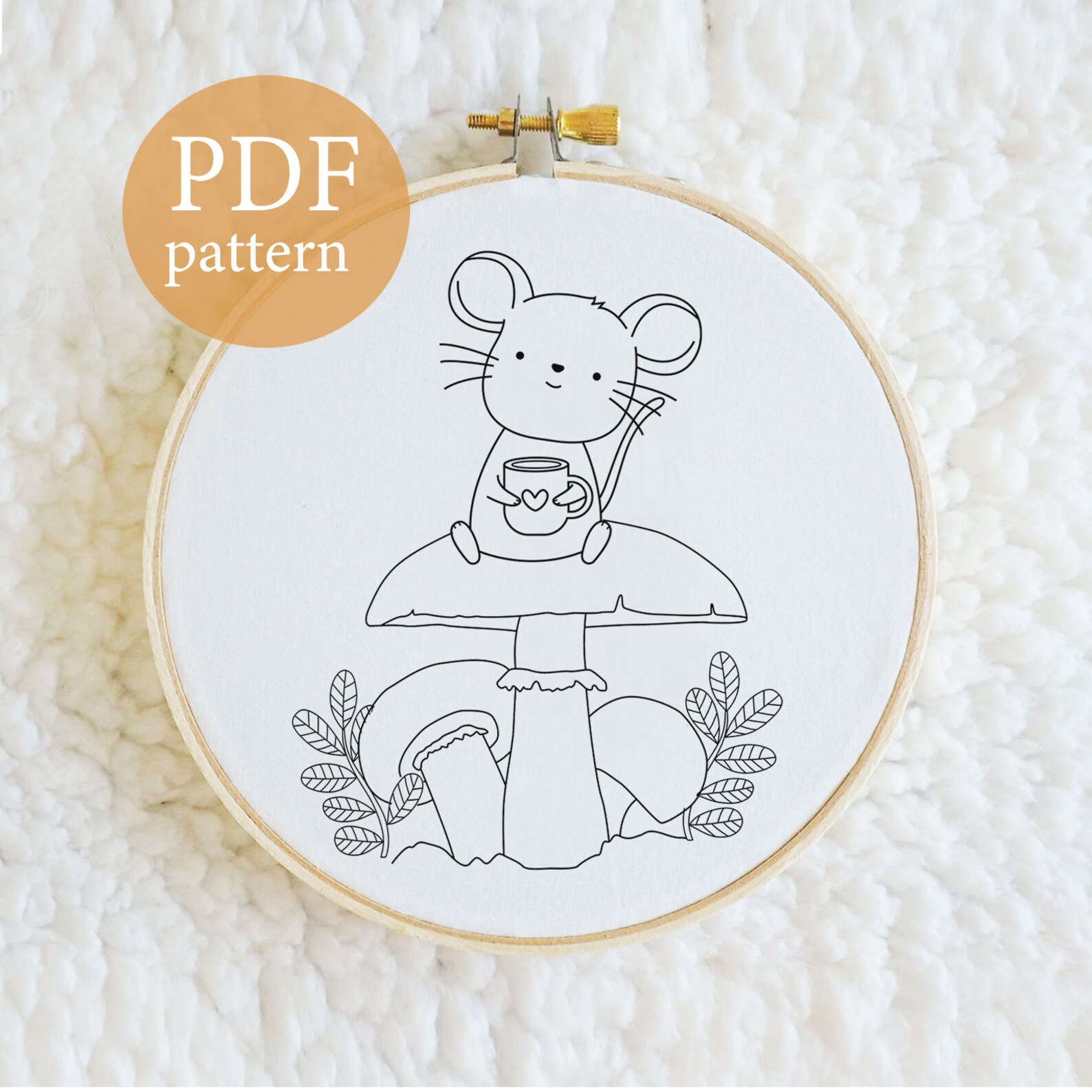 Hand Embroidery Pattern Mushroom Simple Embroidery PDF - Etsy