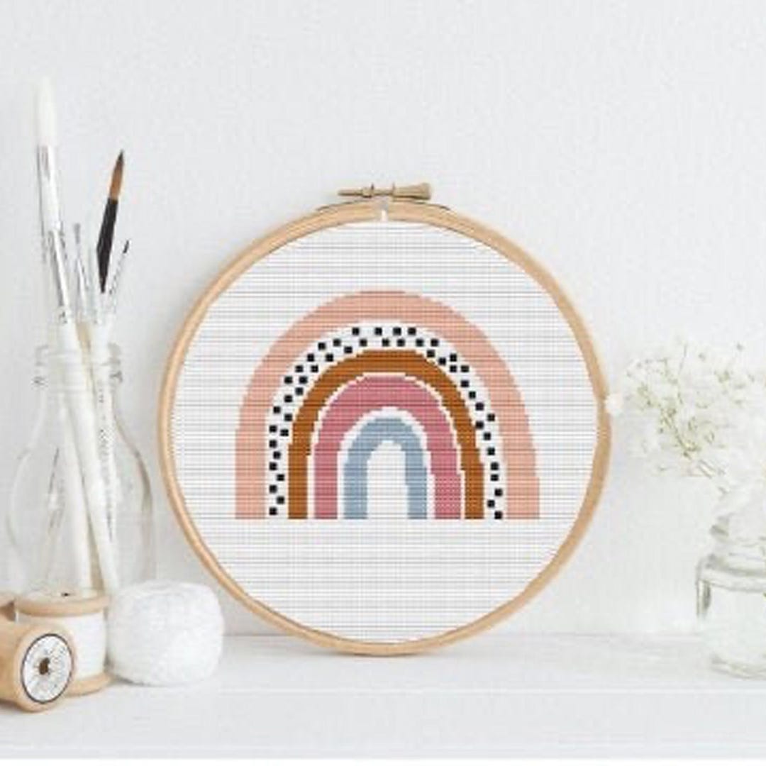 Rainbow Cross Stitch Pattern, Easy Counted Cross Stitch, Boho Style ...