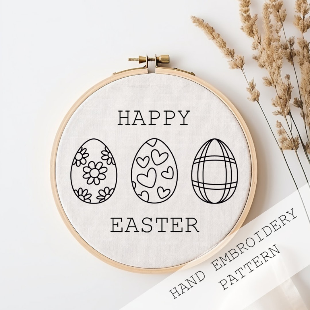Easter Embroidery Pattern, Happy Easter Stitches, Easter Egg Craft PDF ...