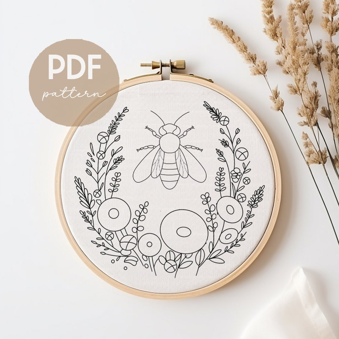 Floral Fly Embroidery, Whimsical Motif, Creative Fly Art, Floral Insect ...
