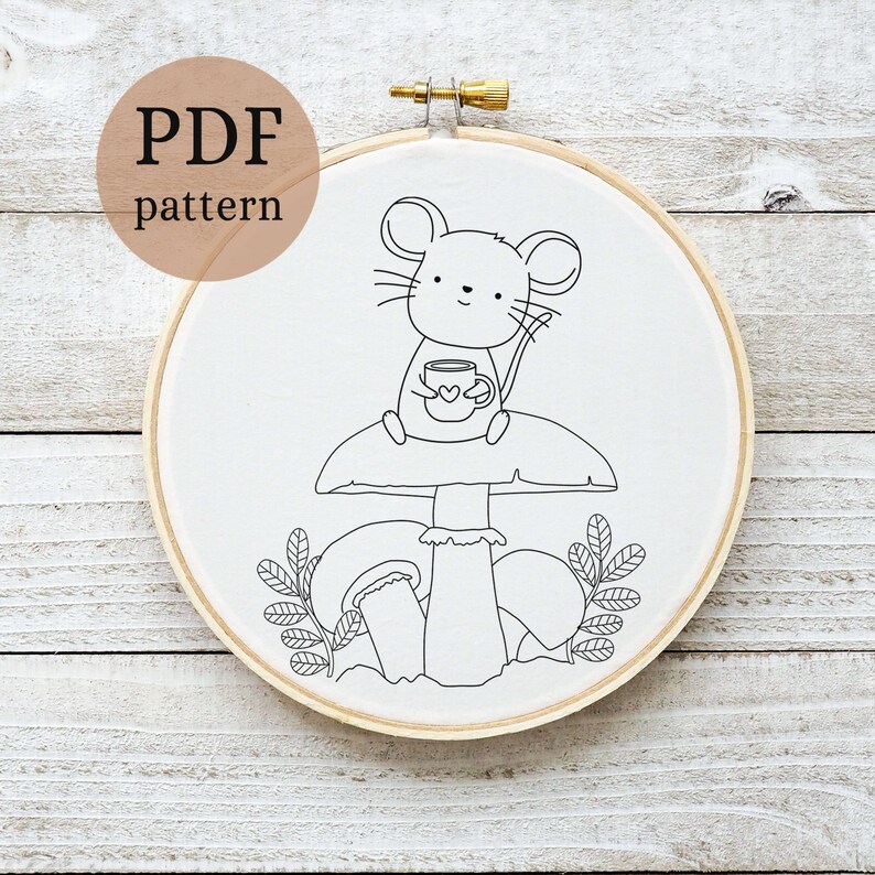 Hand Embroidery Pattern Mushroom Simple Embroidery PDF - Etsy