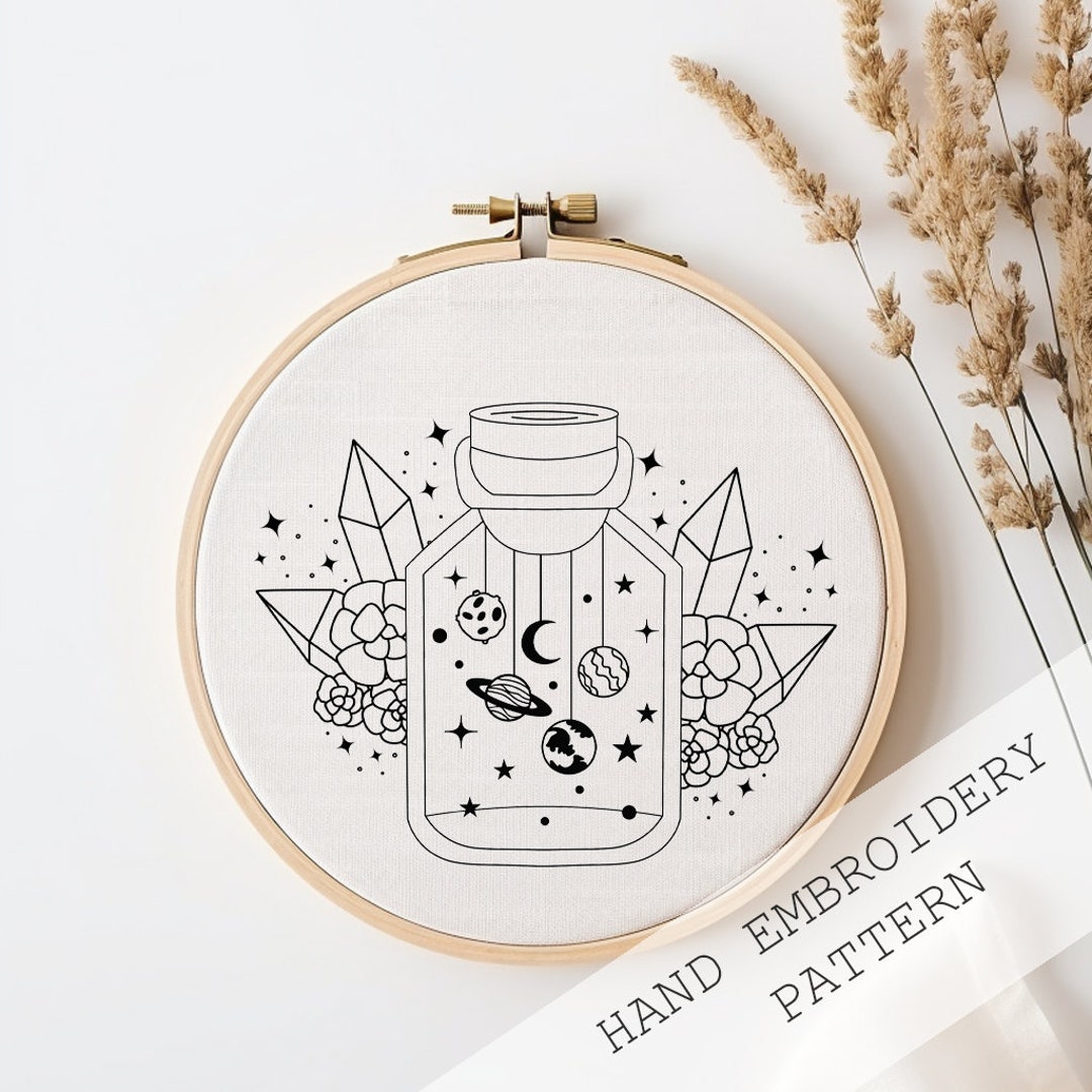 Celestial Hand Embroidery Pattern, Solar System Embroidery Pattern ...