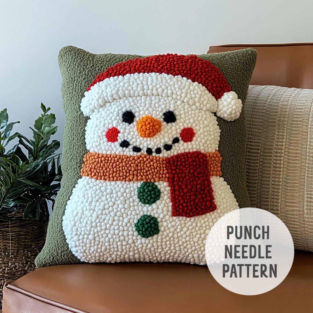 Snowman Punch Needle Pillow: Christmas Festive Decor, Mindful Craft ...