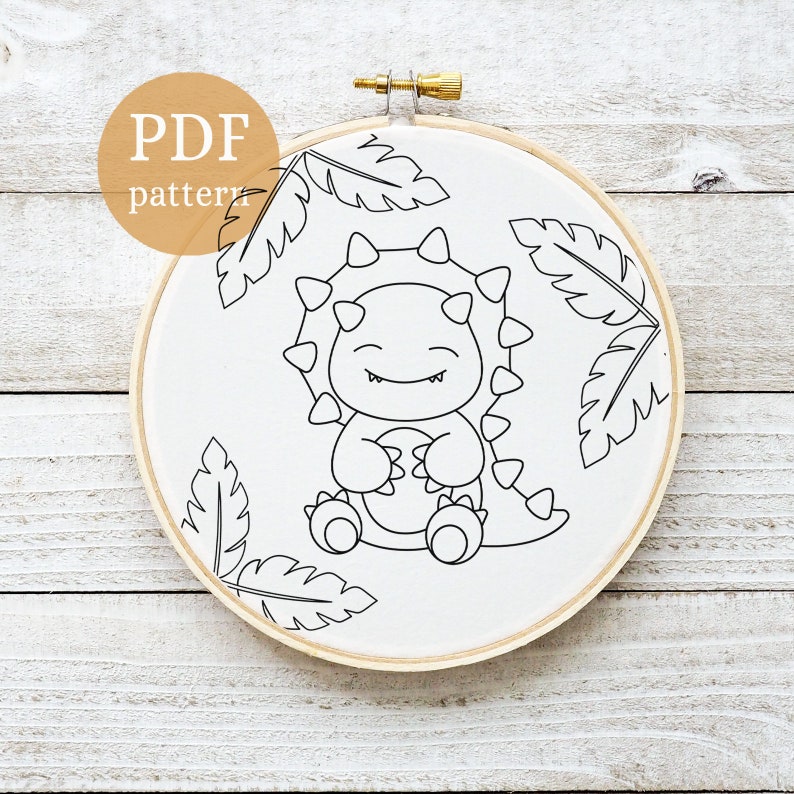 Cute Dinosaur Hand Embroidery DIY Clothes Embroiderydinosaur - Etsy