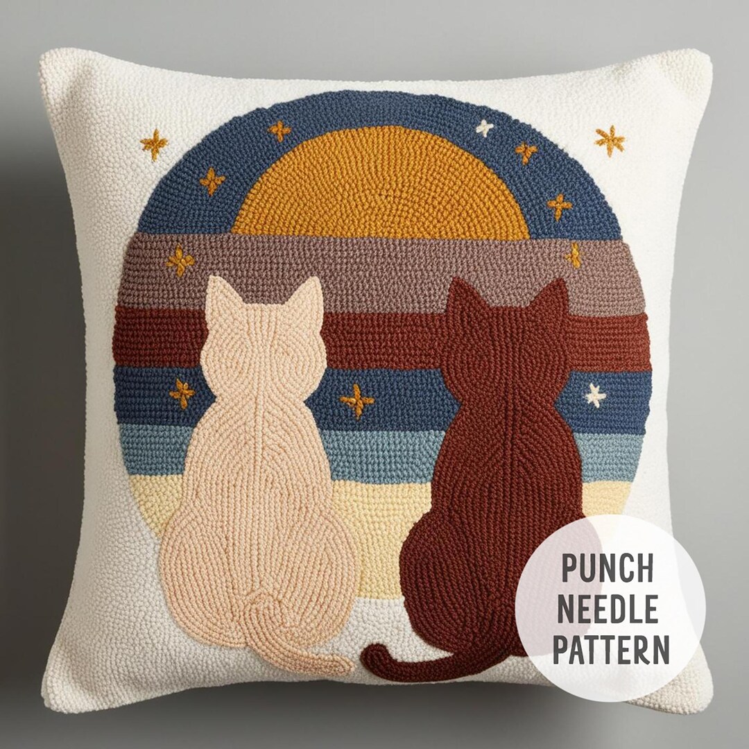 Cats at Sunset Punch Needle Pattern: Boho Home Decor (PDF Pattern) - Etsy