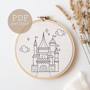 Princess Castle Embroidery Design, Hand Embroidery Design, Princess ...