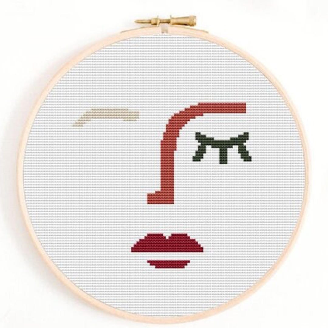 Face Cross Stitch Pattern,modern Cross Stitch Pattern,woman Counted ...