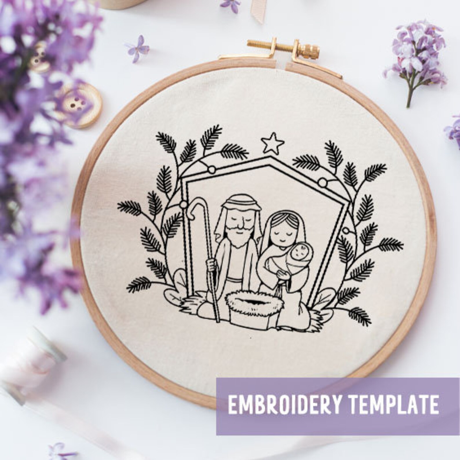 Nativity Scene Embroidery, Christmas Nativity Embroidery Pattern, DIY ...