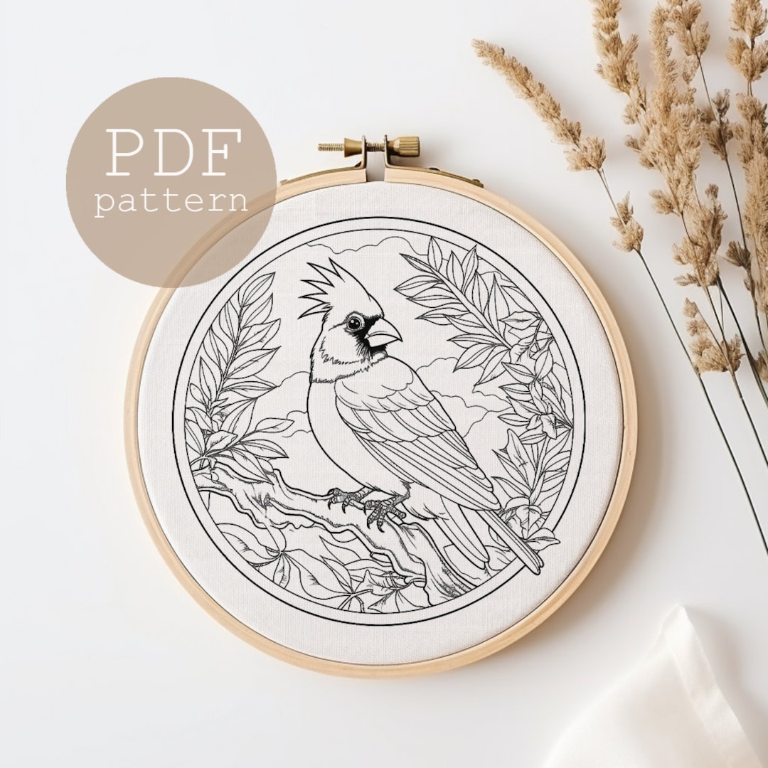 Cardinal Hand Embroidery Pattern, PDF Pattern, Digital Download, Spring ...