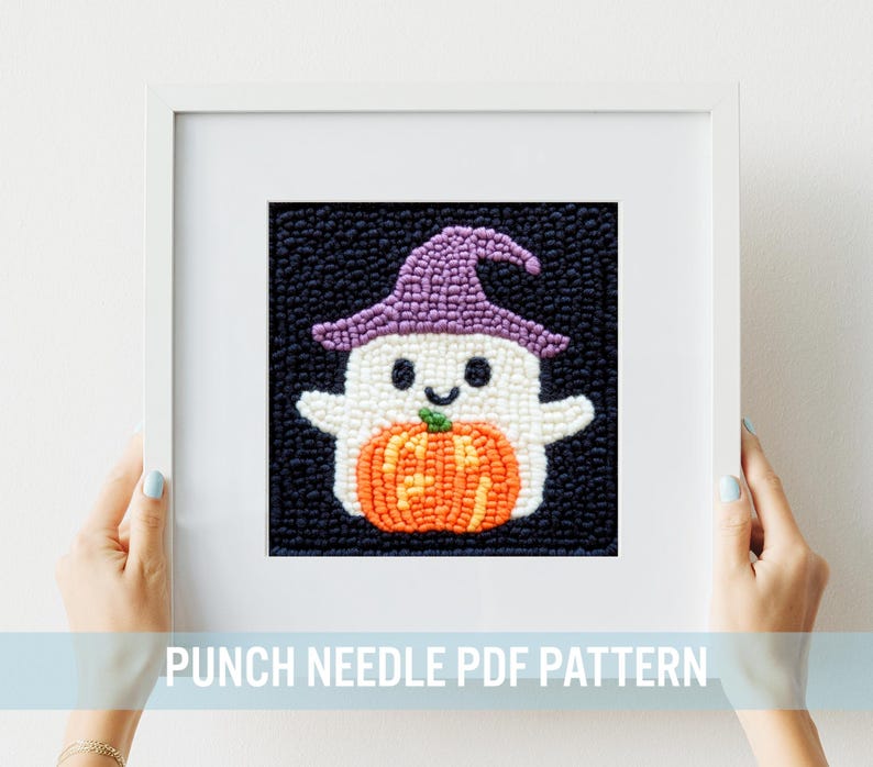Pumpkin Ghost Punch Needle Pattern: Fall Halloween Embroidery (PDF) - Etsy