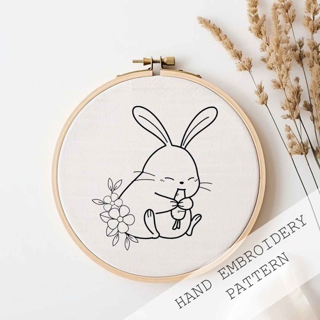 Bunny Embroidery Pattern, Lovely Stitch Design, Adorable Bunny Pattern ...