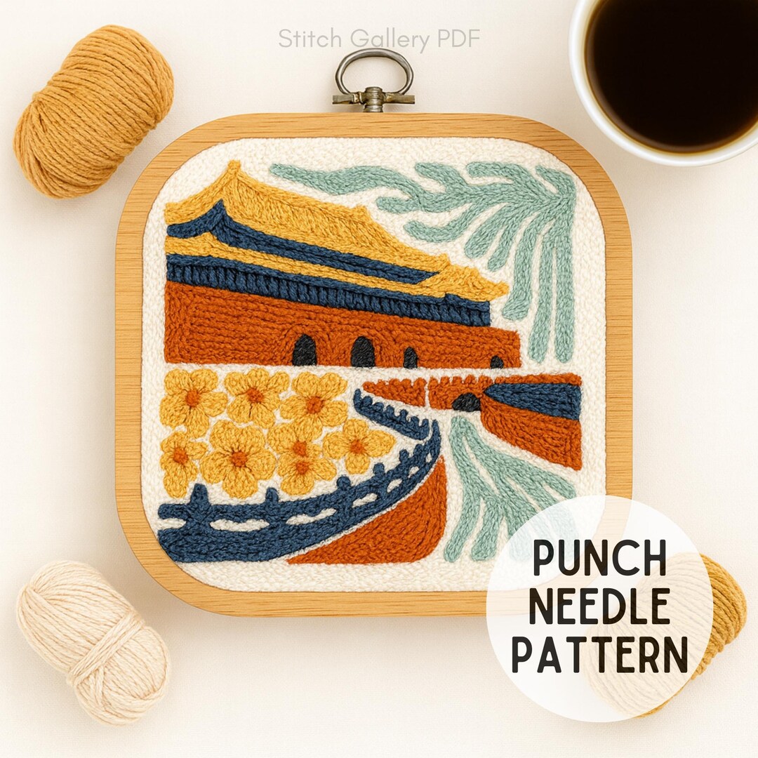 Forbidden City Punch Needle Pattern: Abstract Asian Decor (PDF Download ...