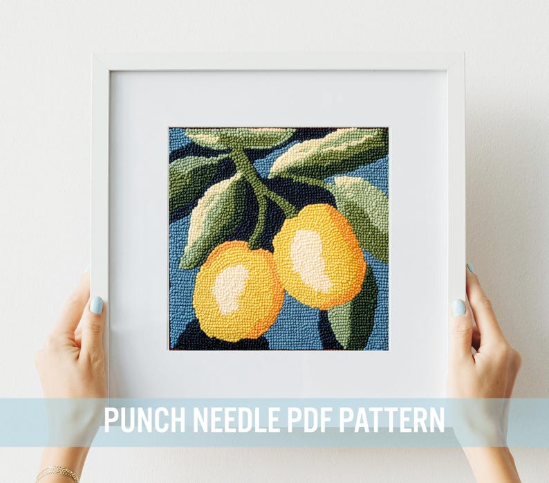 Lemon Punch Needle Pattern: DIY Kitchen Decor, Beginner Craft (PDF ...