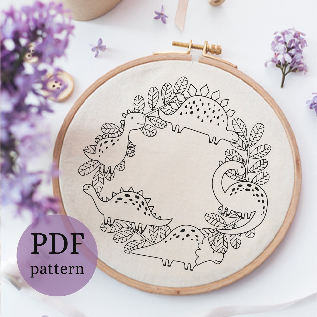 Dinosaurs Embroidery Patterns Dino Pattern Hand Embroidery - Etsy