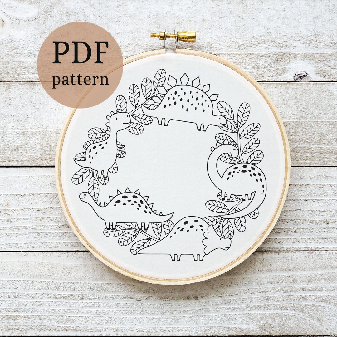 Dinosaurs Embroidery Patterns Dino Pattern Hand Embroidery - Etsy