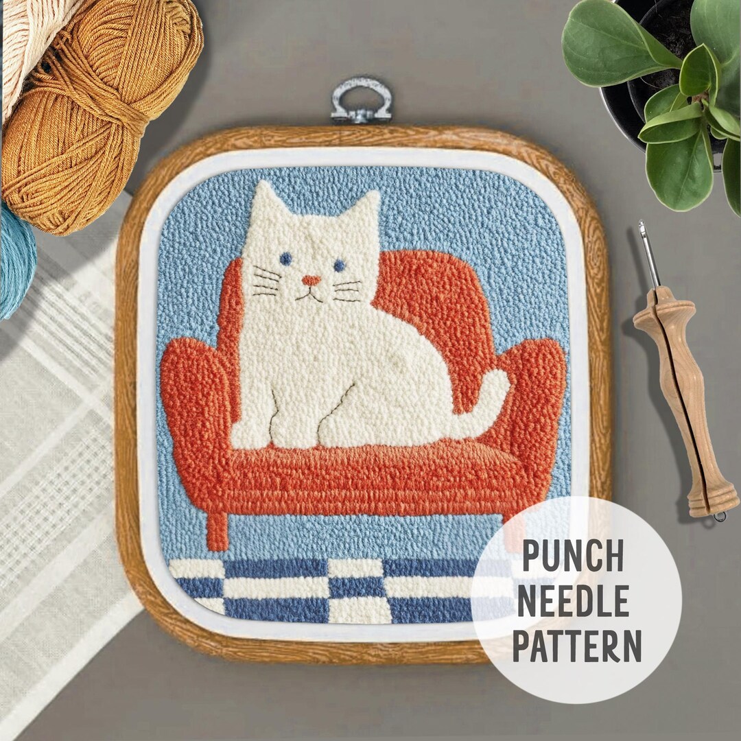 Cat Kitten Animal Punch Needle, PDF Pattern, Beginners Friendly ...