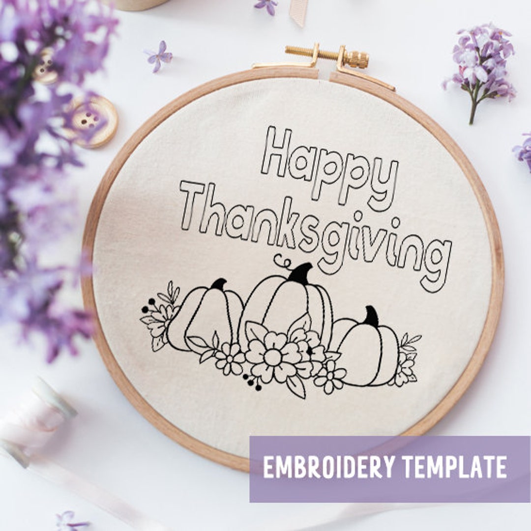 Embroidery Pattern PDF - Thanksgiving Hand Embroidery Design - Easy ...