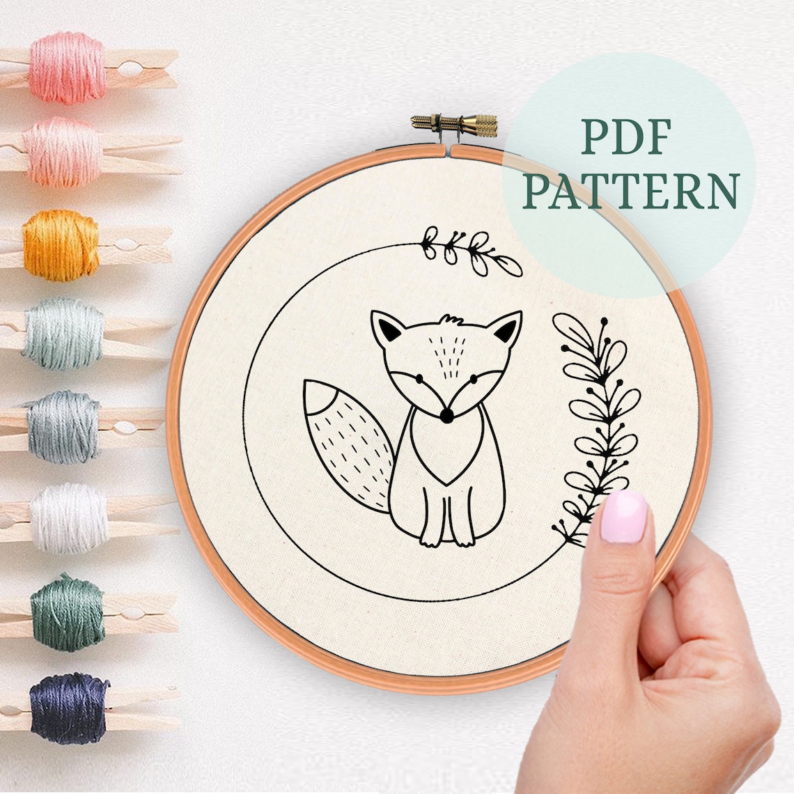 Set of Fox Pattern Pdf Pattern Fox Friend Floral Fox - Etsy