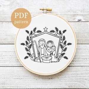 Nativity Scene Embroidery, Christmas Nativity Embroidery Pattern, DIY ...