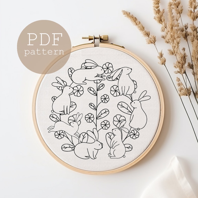 Bunny Embroidery Pattern - Etsy