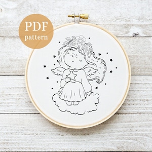 Hand Embroidery Pattern, PDF Hoop Art, Cute Angel Embroidery Pattern ...