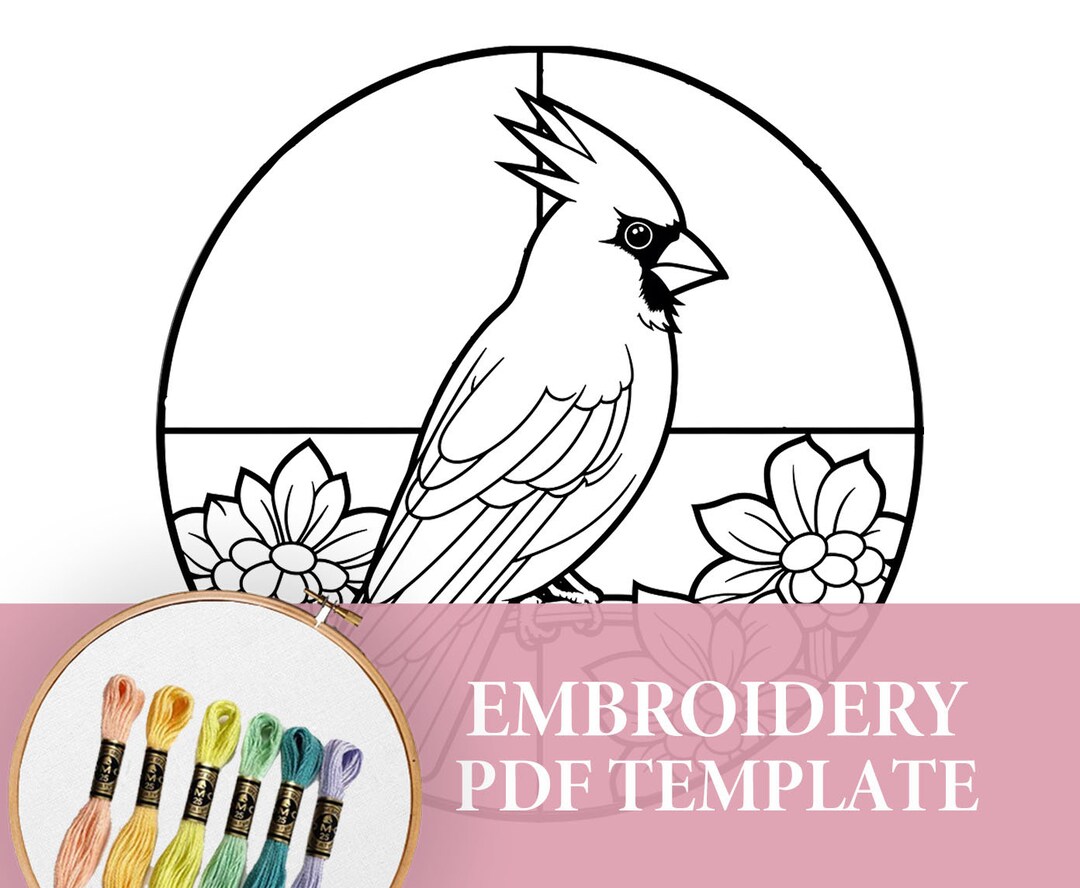 Bird Silhouette to Embroider, Cardinal Embroidery Art, Hand Embroidery ...