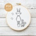Cute Bunny Hand Embroidery, Hand Embroidery Hoop, Baby Nursery Decor ...