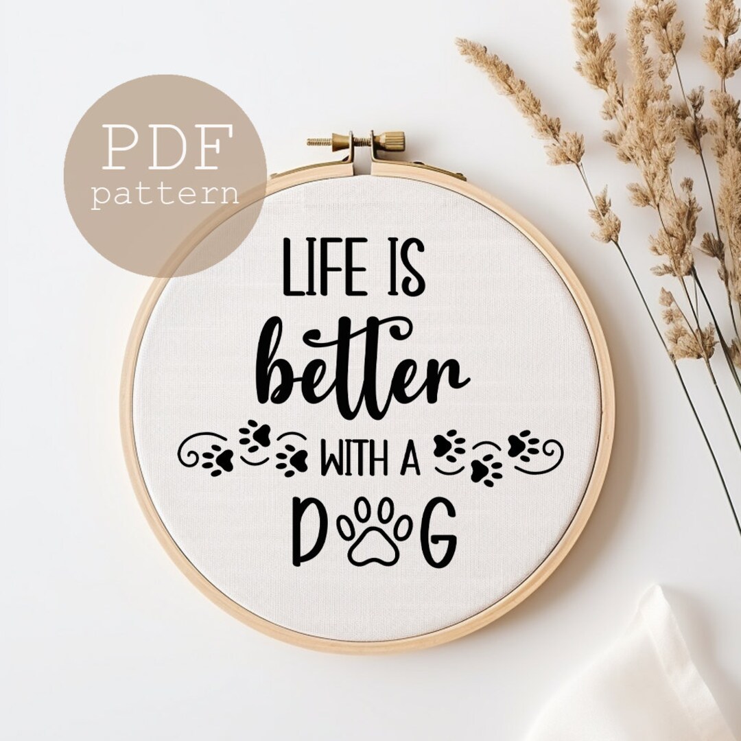 Set of 3 Dogs Embroidery Pattern, Pet Craft Project, Mindfulness Hoop ...