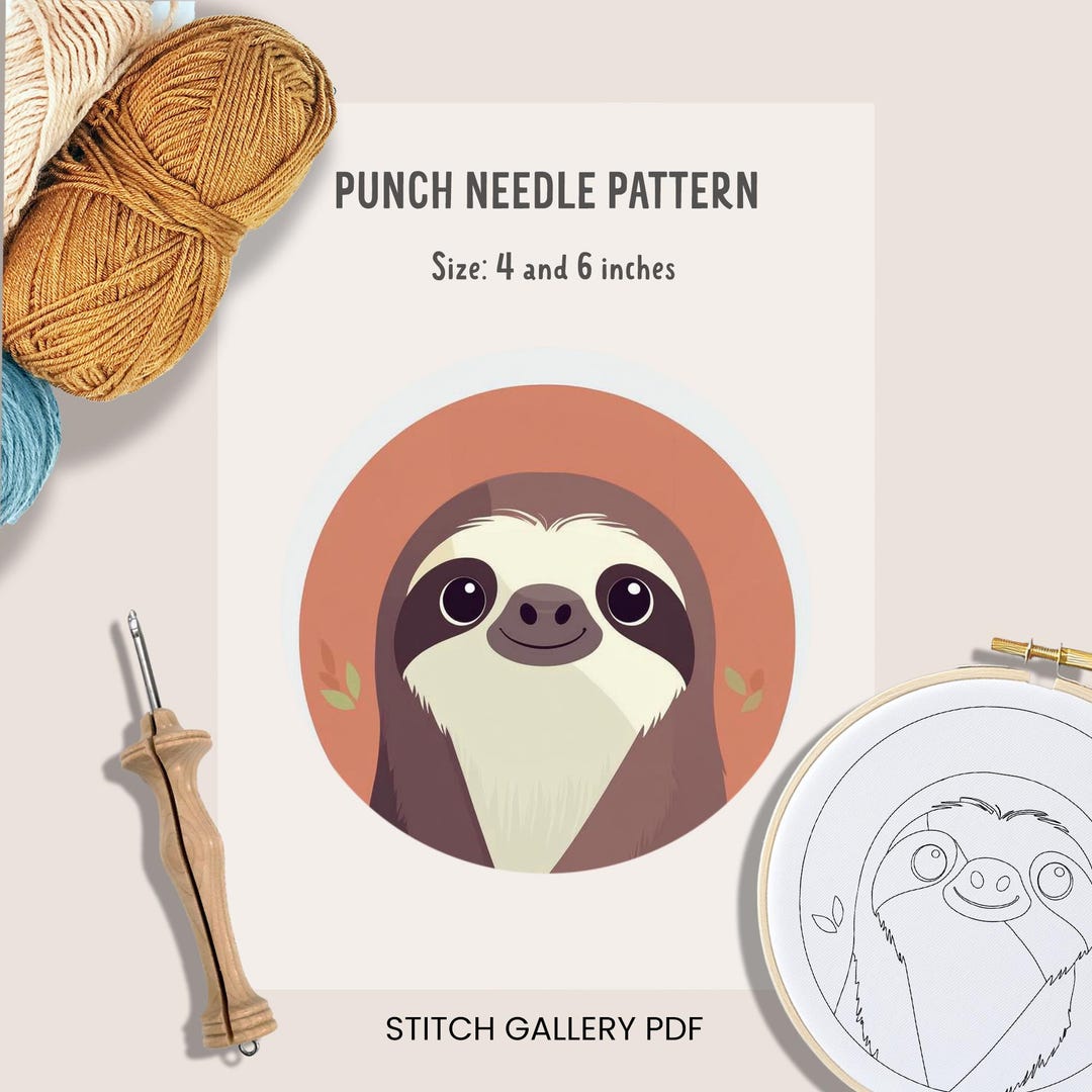 Sloth Coaster Punch Needle, PDF Pattern, Beginners Friendly, Instant ...
